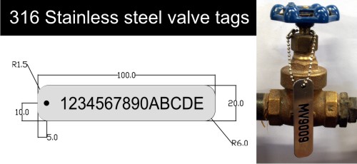 316 Stainless steel valve tags