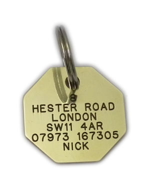 Pet Tag - Dog Tags Medium Octagonal Brass Pet id Tag